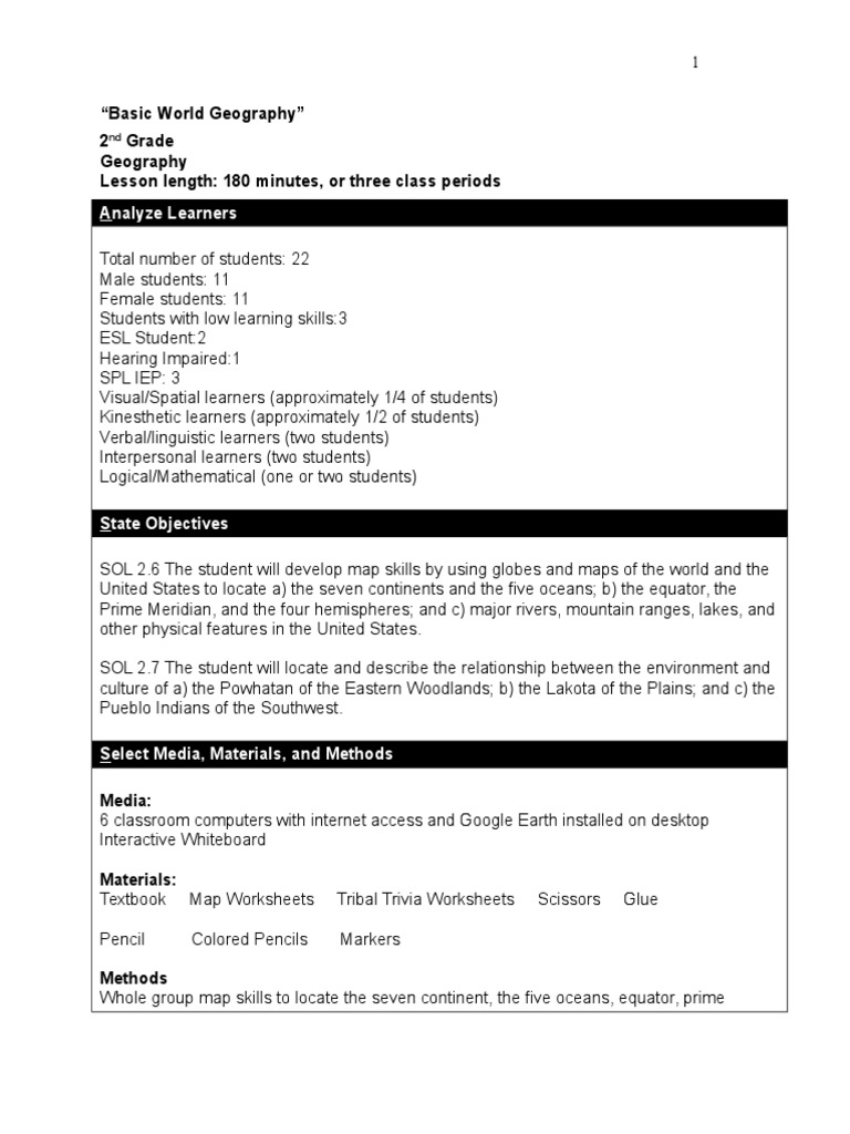 Analyze Learners: "Basic World Geography" 2 Grade Geography Lesson ...