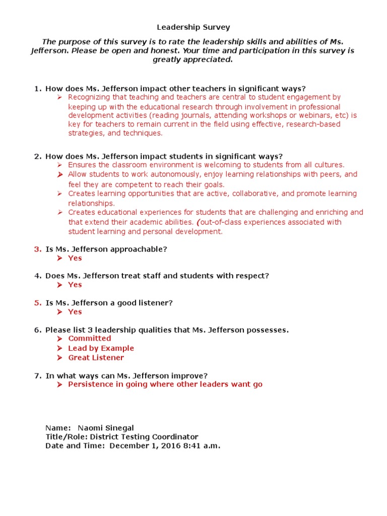 Leadership Survey-Jefferson | PDF