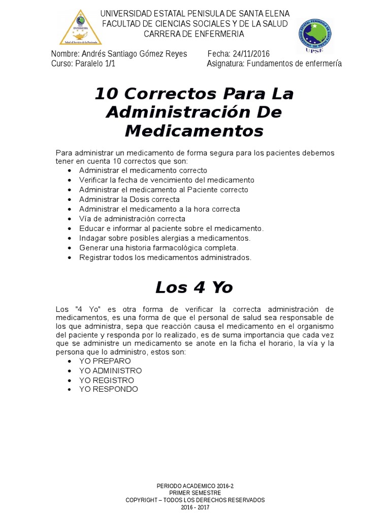 10 Correctos para La Administración de Medicamentos | PDF