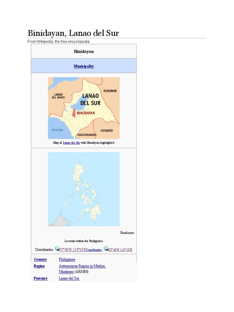 Binidayan Overview, Lanao del Sur | PDF | Finance & Money Management ...