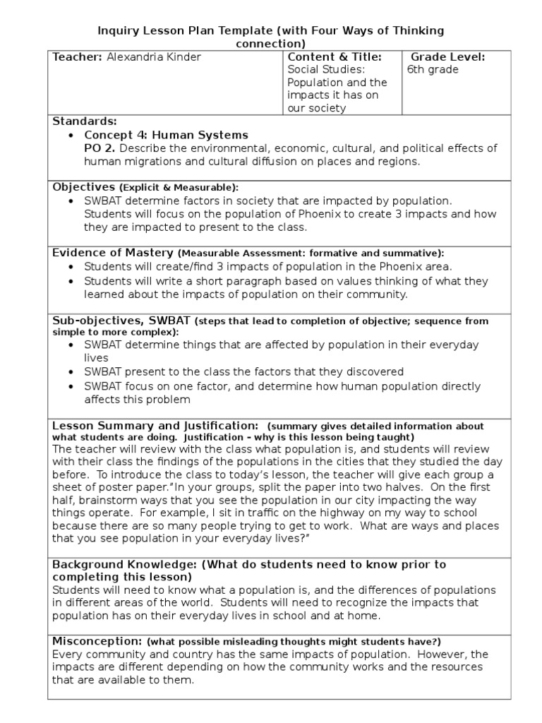 Population Lesson Plan | PDF | Lesson Plan | Educational Assessment