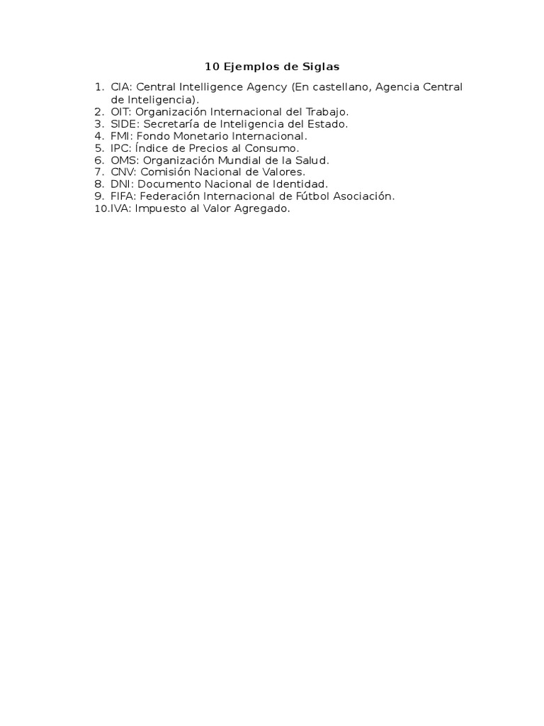 10 Ejemplos de Siglas | PDF
