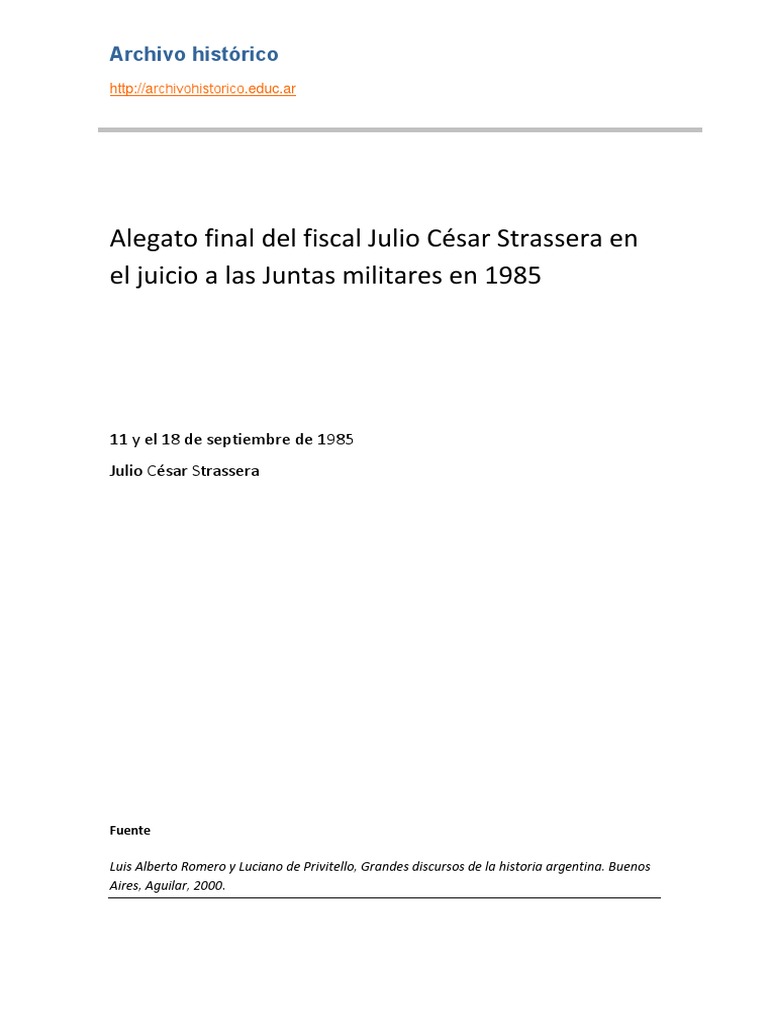 Alegato Final. Fiscal Strassera - Juicio A Las Juntas | PDF ...