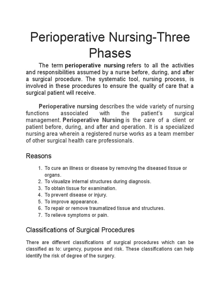 Perioperative Nursing | PDF | Surgery | Anesthesia