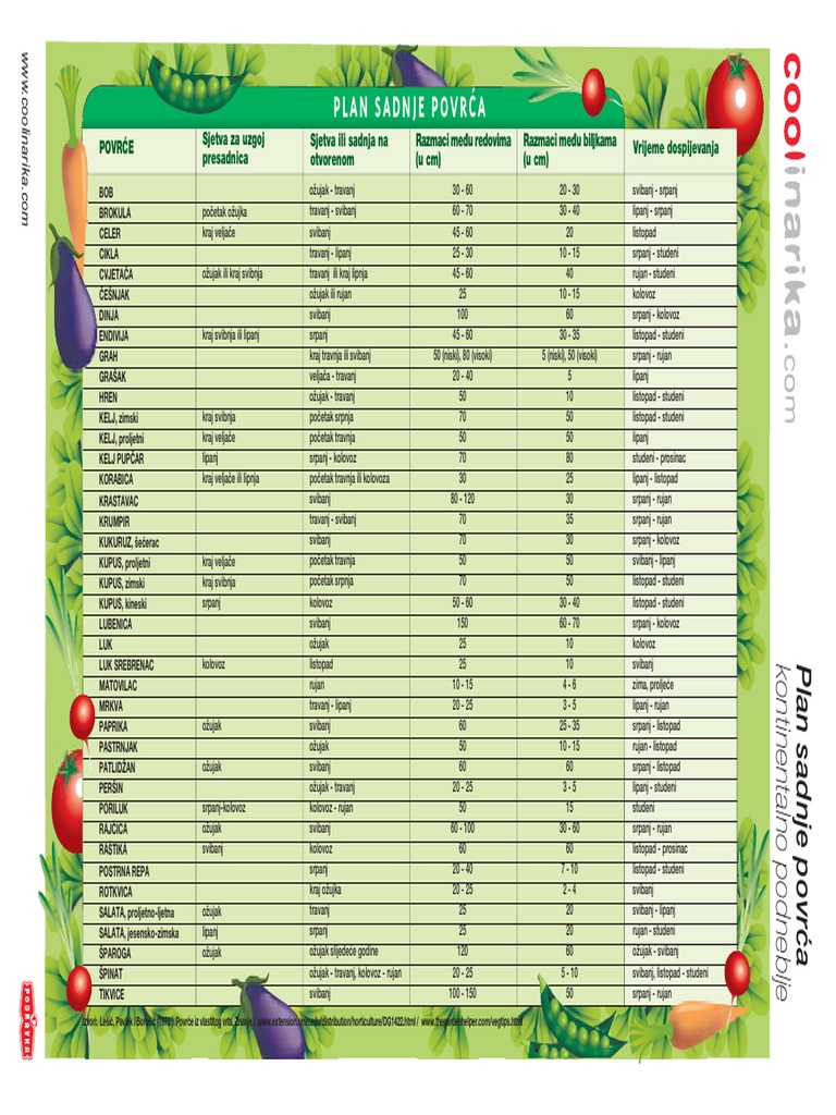 Plan Sadnje Povrća | PDF