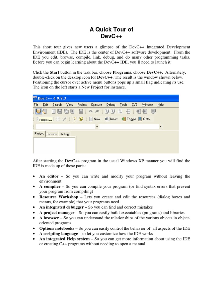 A Quick Tour of DevC++ | Integrated Development Environment | Compiler