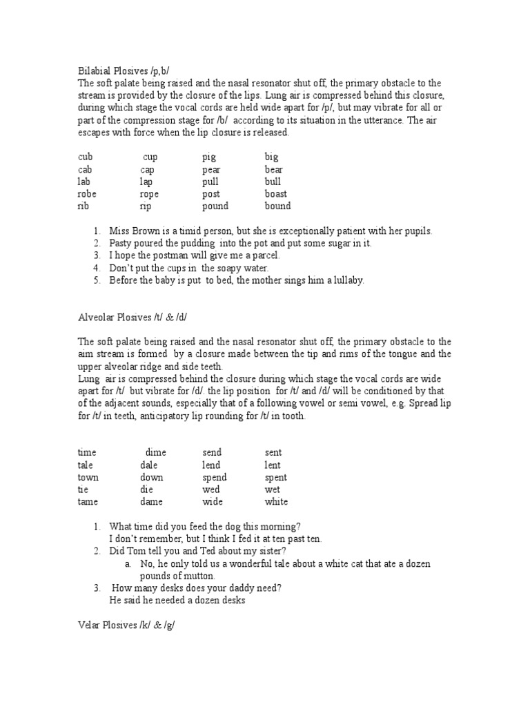 Bilabial Plosives | PDF | Larynx | Mouth