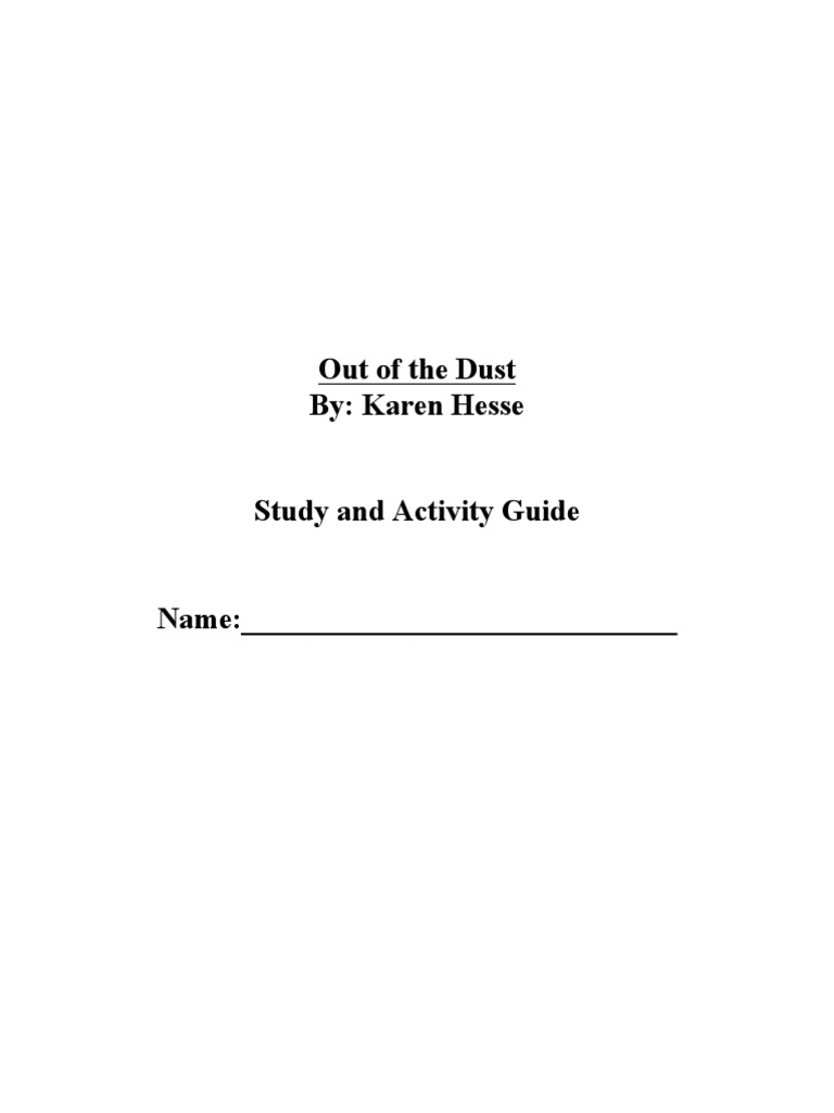 Out of the Dust Study Guide | PDF | Language Arts & Discipline | Wellness
