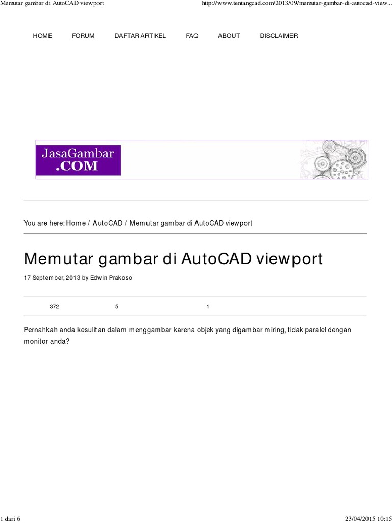 Memutar Gambar Di AutoCAD Viewport | PDF
