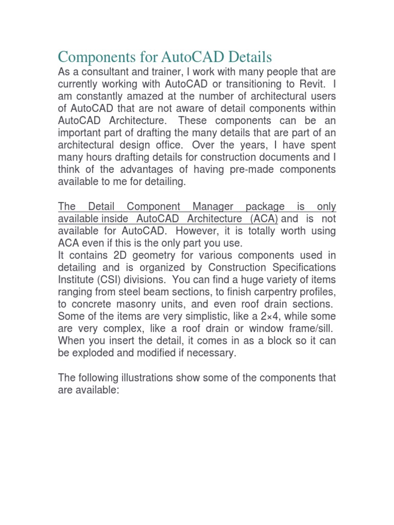 Components For AutoCAD | Download Free PDF | Auto Cad | Databases