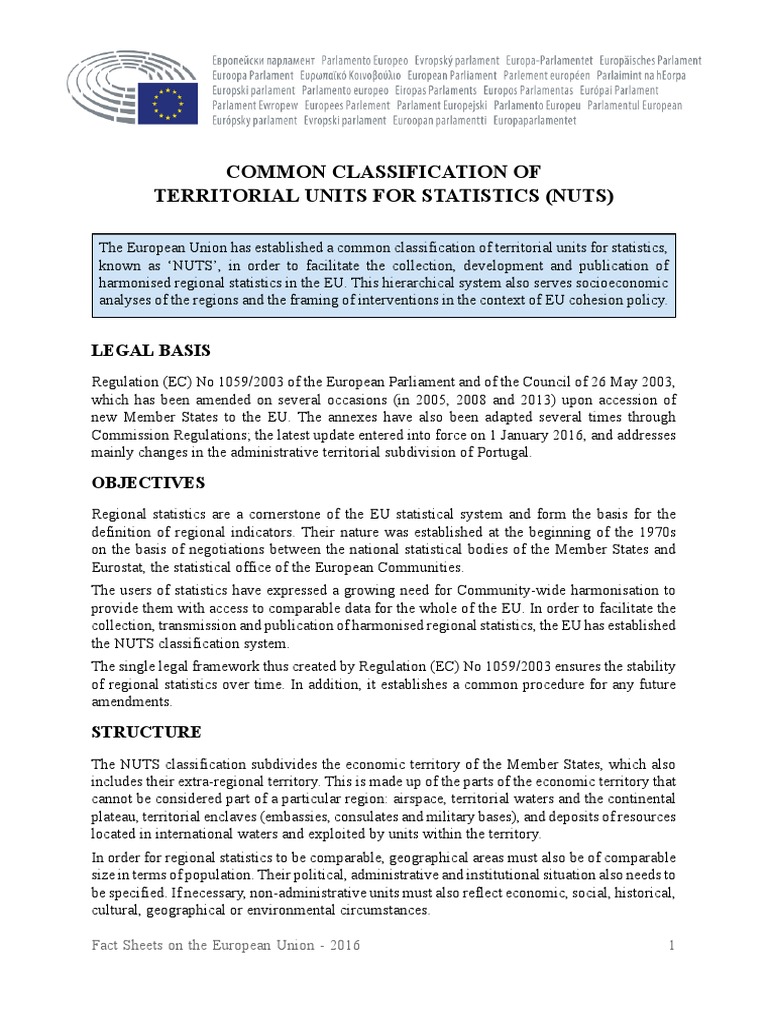 Common Classification of Territorial Units For Statistics (Nuts) | PDF ...
