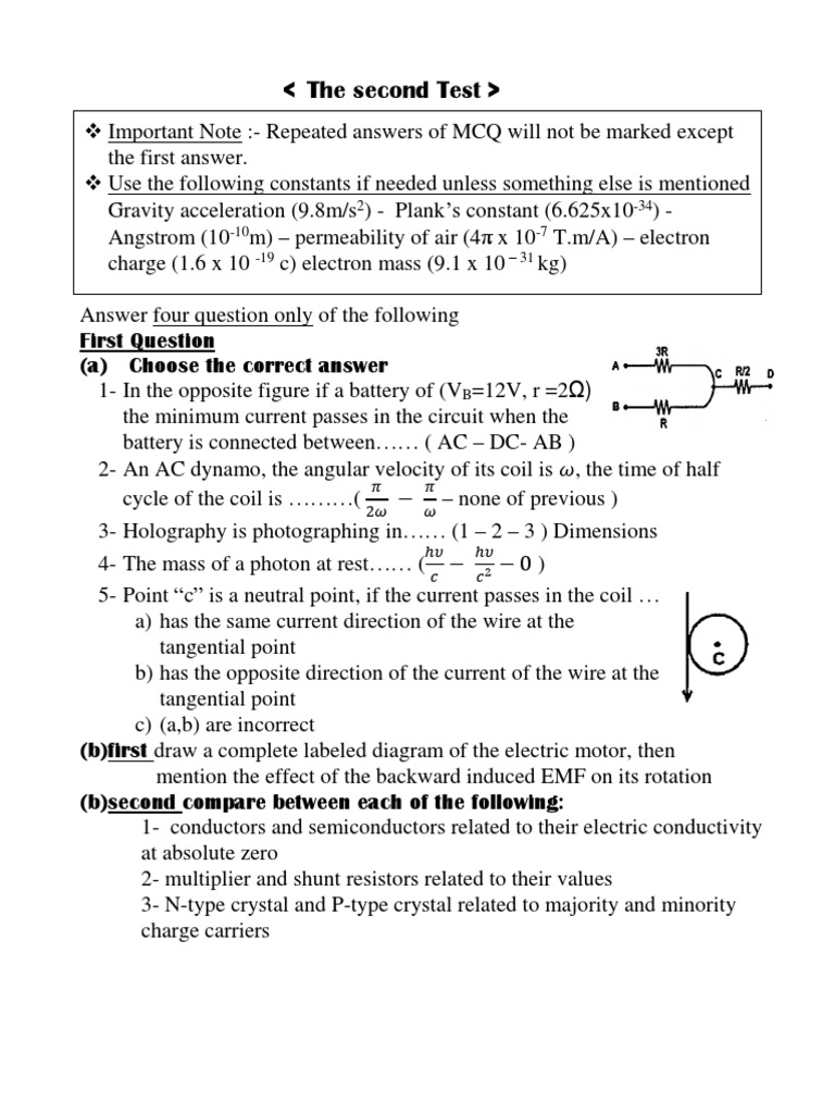 The Second Test Bo | PDF | Electric Current | Inductor