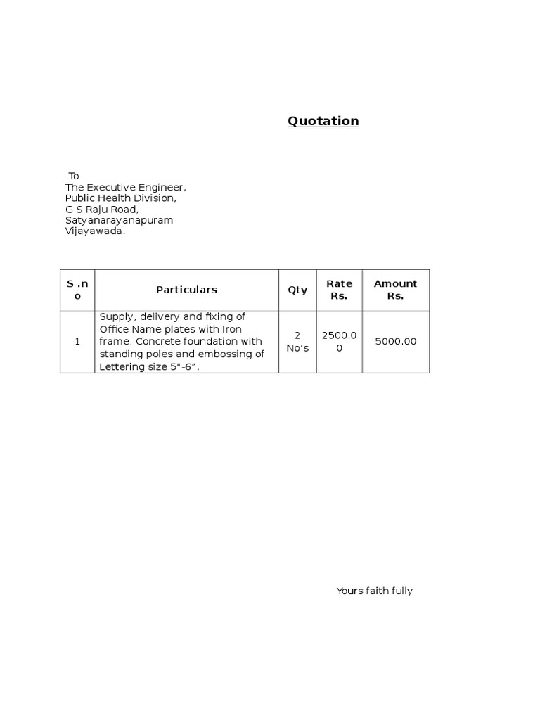 Quotation: S.N o Particulars Qty Rate Rs. Amount Rs | PDF