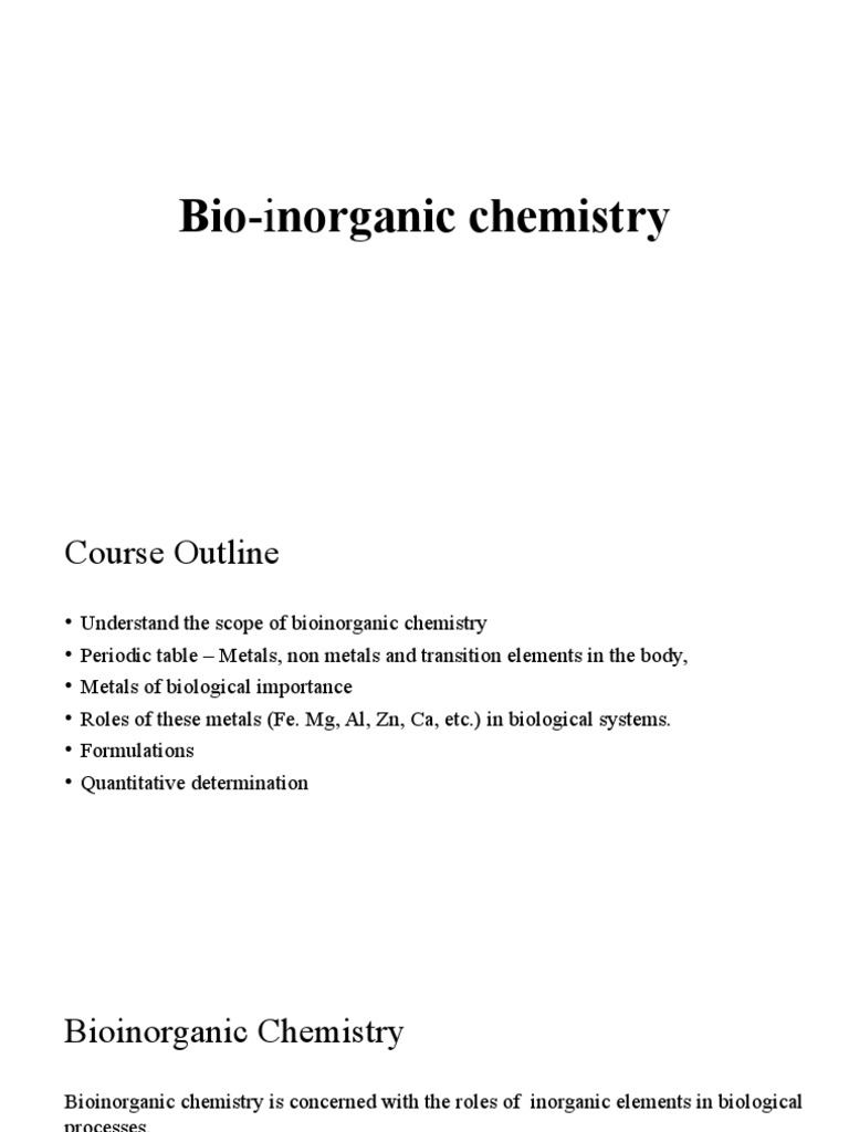 Bioinorganic Chemistry Course Guide | PDF | Electrolyte | Sodium