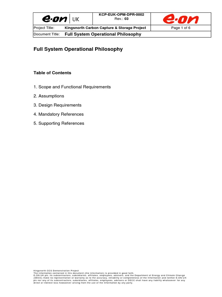 4.3 Full System Operating Philosophy | PDF | Carbon Capture And Storage ...