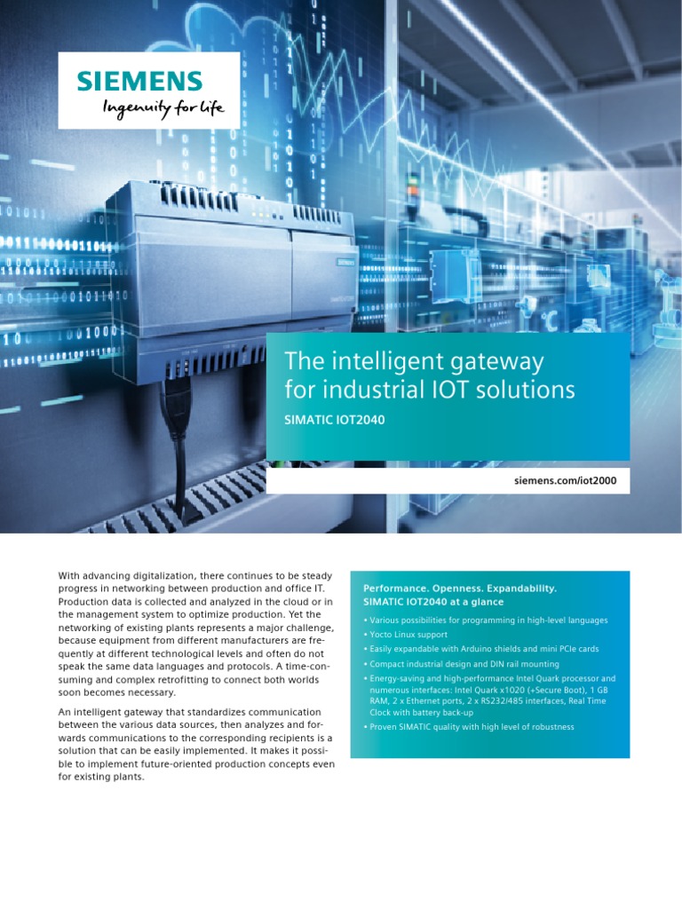 SIMATIC-IOT2040 Flyer | PDF | Internet Of Things | Communications Protocols