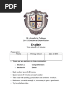 English Admission Test Grade 2 | PDF