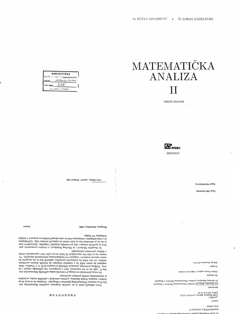 1510 Matematicka Analiza 2 | PDF