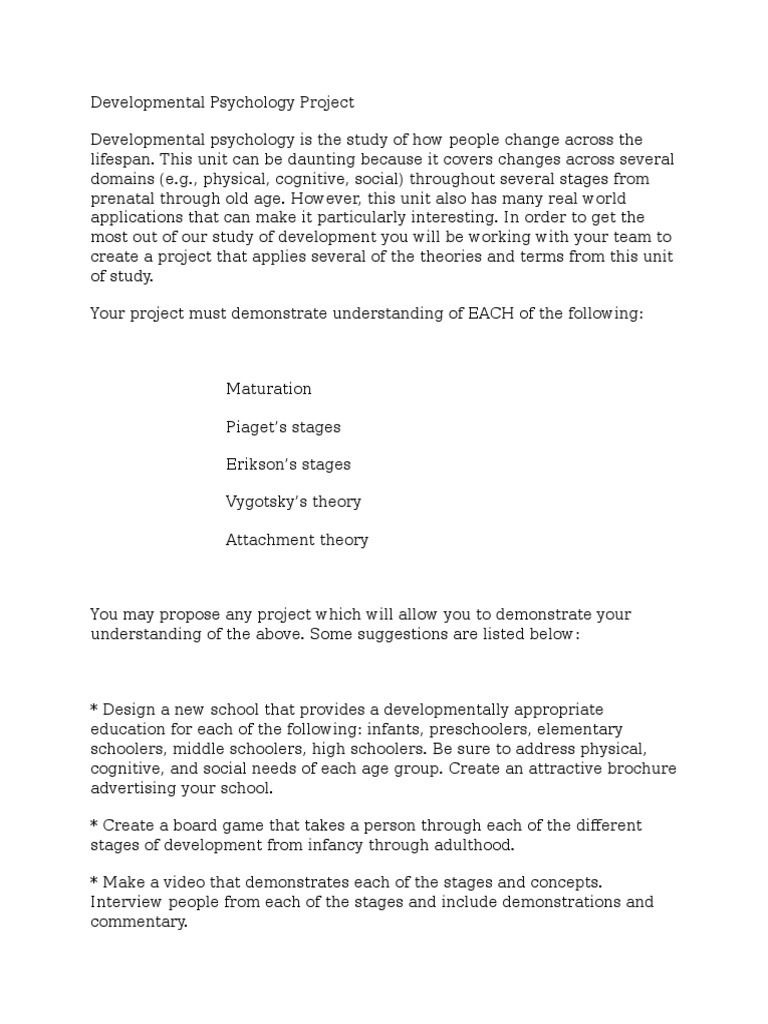 Developmental Psychology Project | PDF