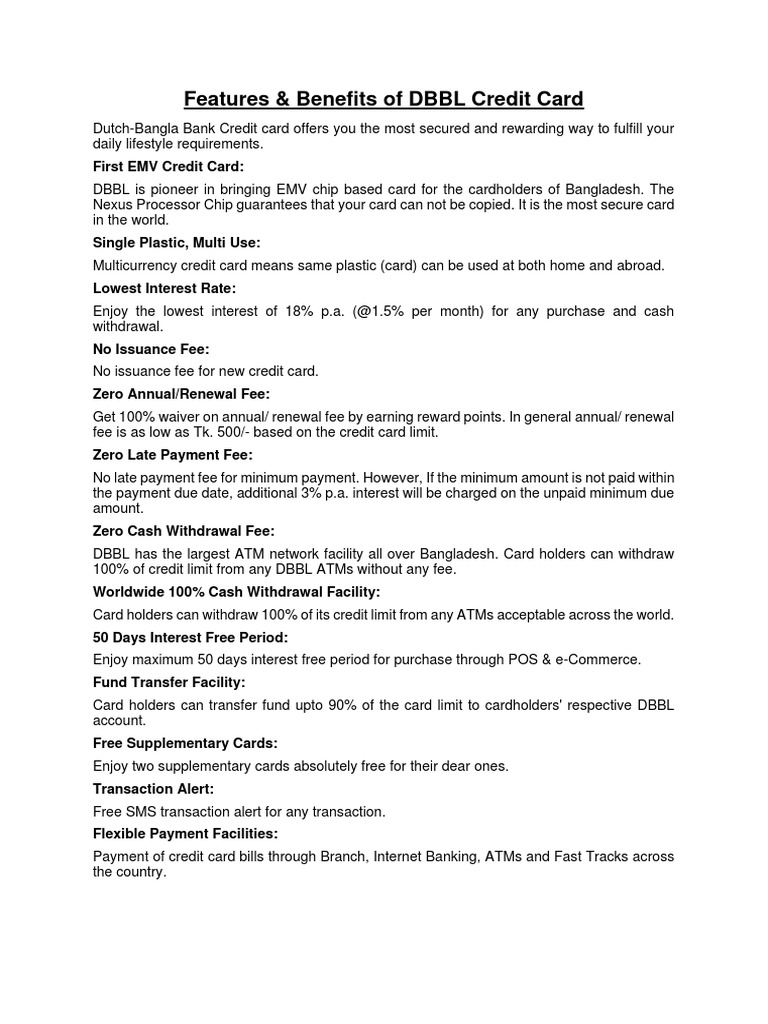 DBBL Credit Card | PDF