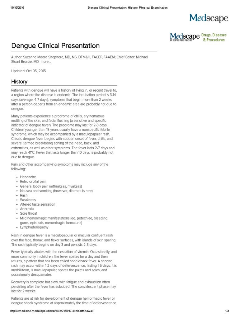 Dengue Clinical Presentation - History, Physical Examination | PDF ...