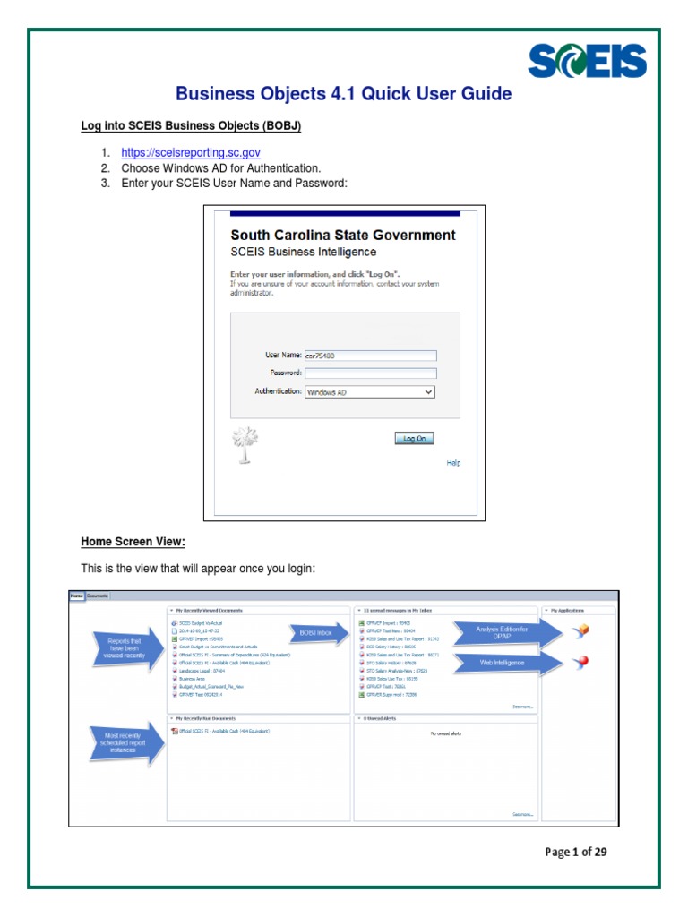 BOBJ 4.1 Quick User Guide | PDF | Icon (Computing) | Login