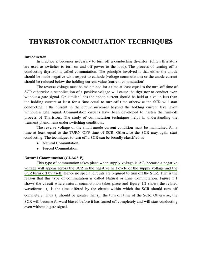 Thyristor Commutation Techniques Explained | PDF | Power Electronics | Power (Physics)