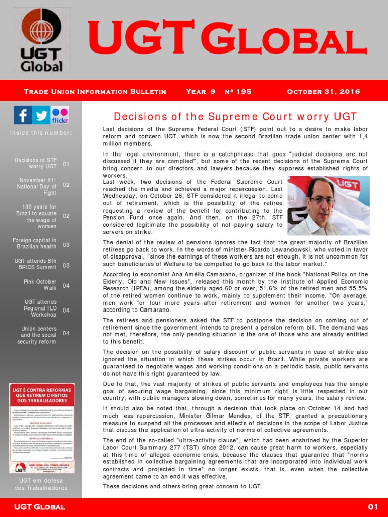 Decisions of The Supreme Court Worry UGT | PDF | Trade Union | Strike ...