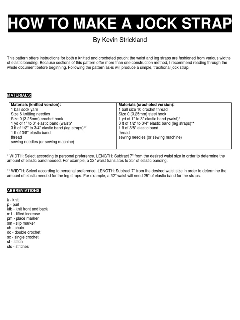How To Make A Jock Strap | PDF | Crochet | Knitting