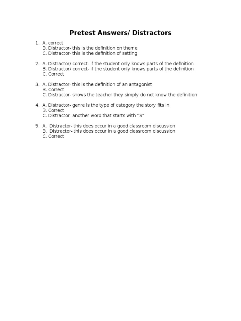 Pretest Answers | PDF