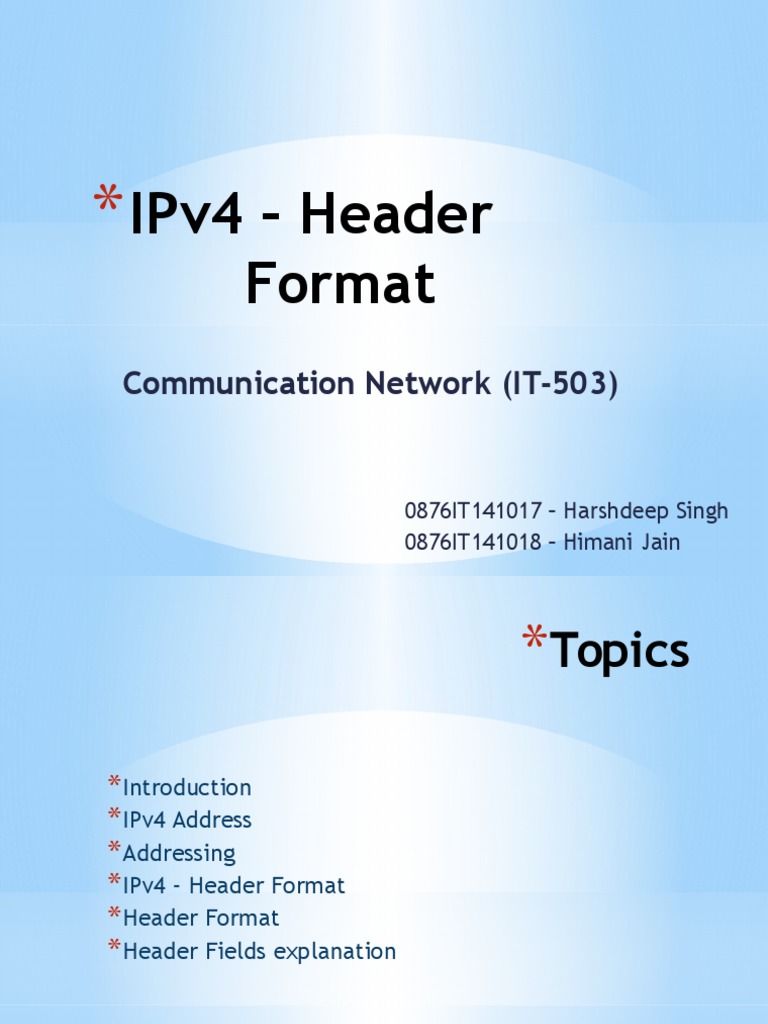 IPv4 – Header | Internet Protocols | Network Packet