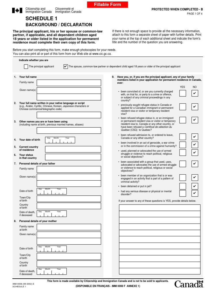 Schedule 1 Background Declaration | PDF