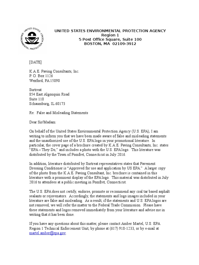 Cease and Desist Letter to PDC from EPA