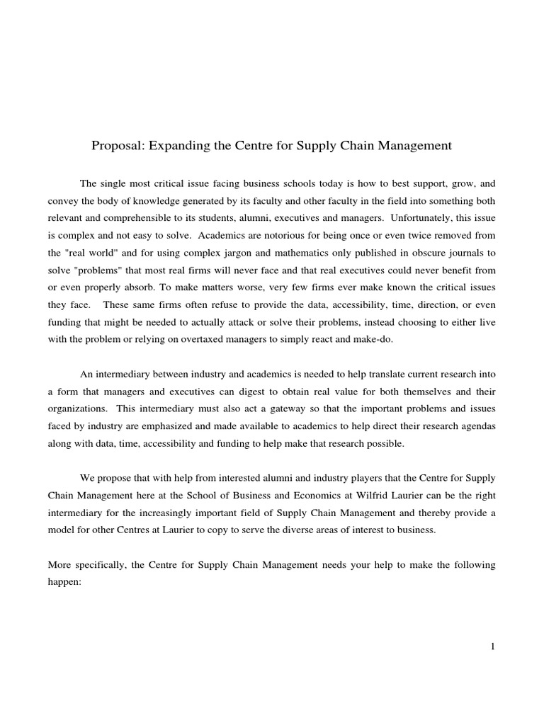 A Proposed Vision For The Centre For Supply Chain Management | PDF ...