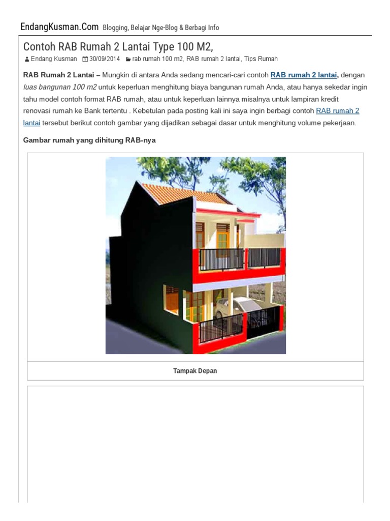 Contoh RAB Rumah 2 Lantai Type 100 | PDF