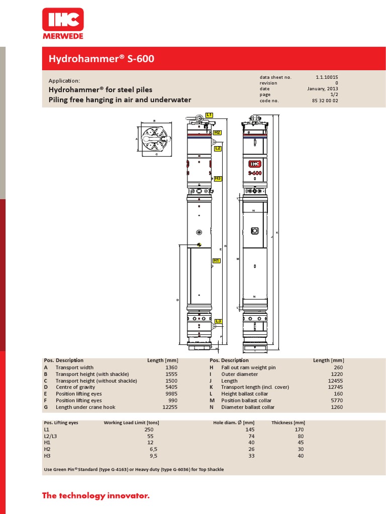 Hydrohammer® S-600 Data Sheet | PDF | Technology & Engineering