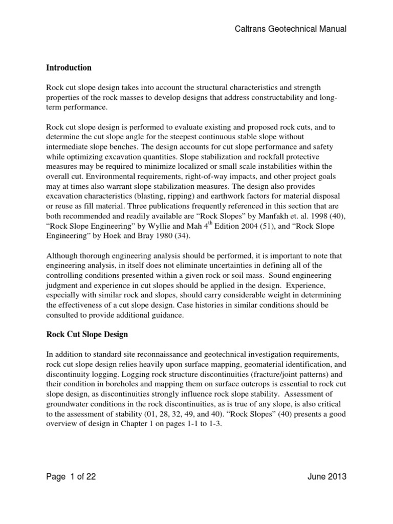 Geotechnical Manual - Rock Cut Slope Design (June 2013) PDF | PDF ...