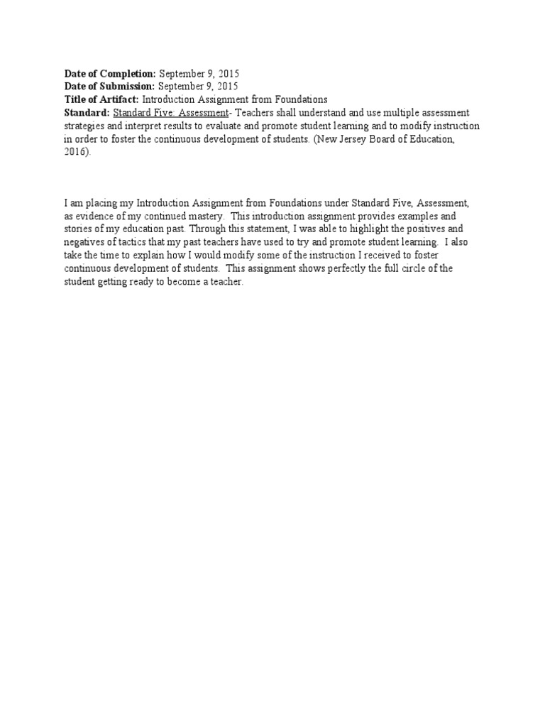 Foundations Intro Assignment | PDF