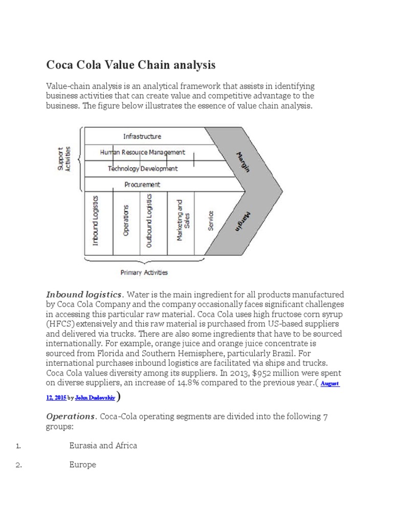 Coca Cola Value Chain Analysis | Coca Cola | The Coca Cola Company