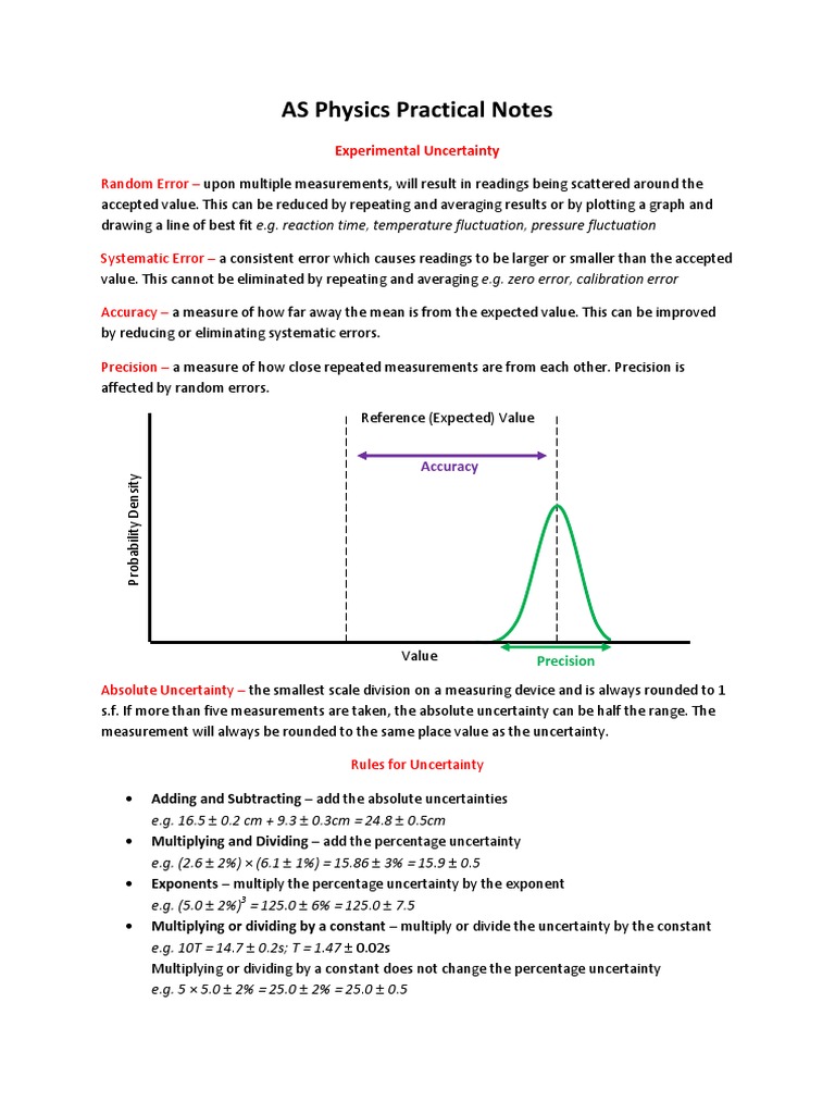 Analysis of Experimental Uncertainty, Accuracy, and Precision in ...