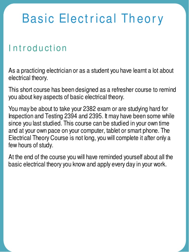 Introduction To Electrical Theory PDF | PDF | Electrical Resistance And ...