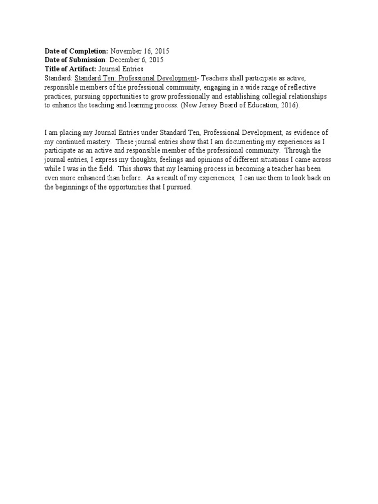 Date of Completion: Date of Submission Title of Artifact | PDF