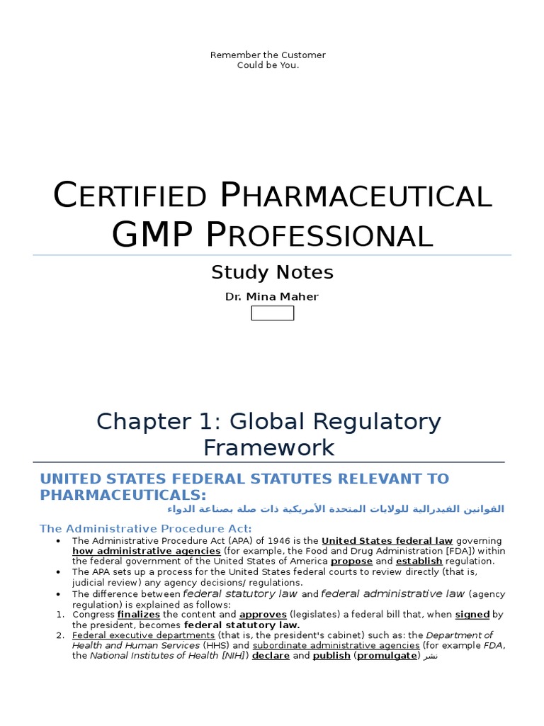 1. Global Regulatory Framework | Food And Drug Administration ...