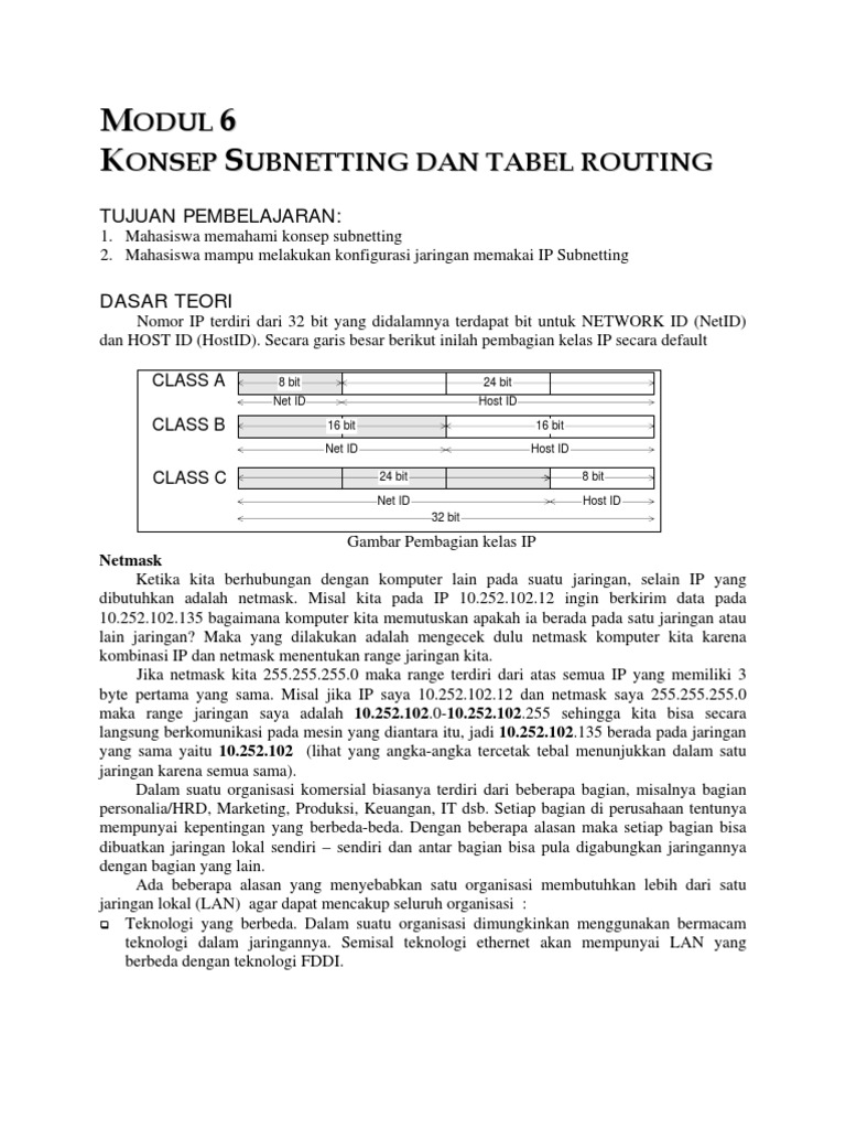 Konsep Subnetting Dan Tabel Routing | PDF