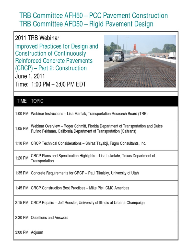 CRCP Important Notes PDF | PDF | Road Surface | Concrete