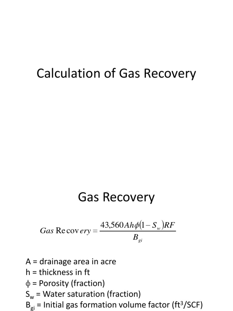 Gas Recovery and Volume Factor Calculations | PDF | Phases Of Matter ...