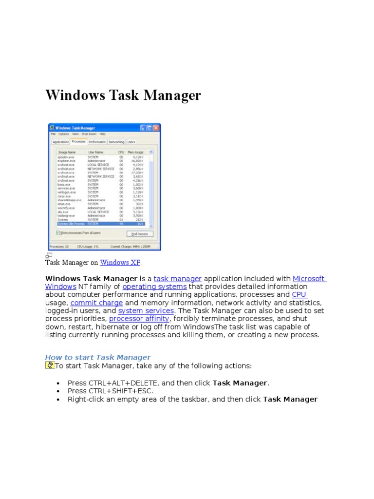 Windows Task Manager | Download Free PDF | Operating System | Malware