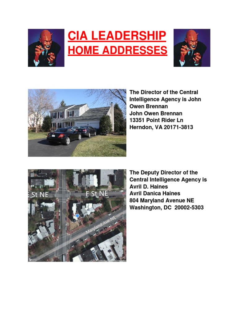 CIA Leadership Home Addresses PDF | PDF