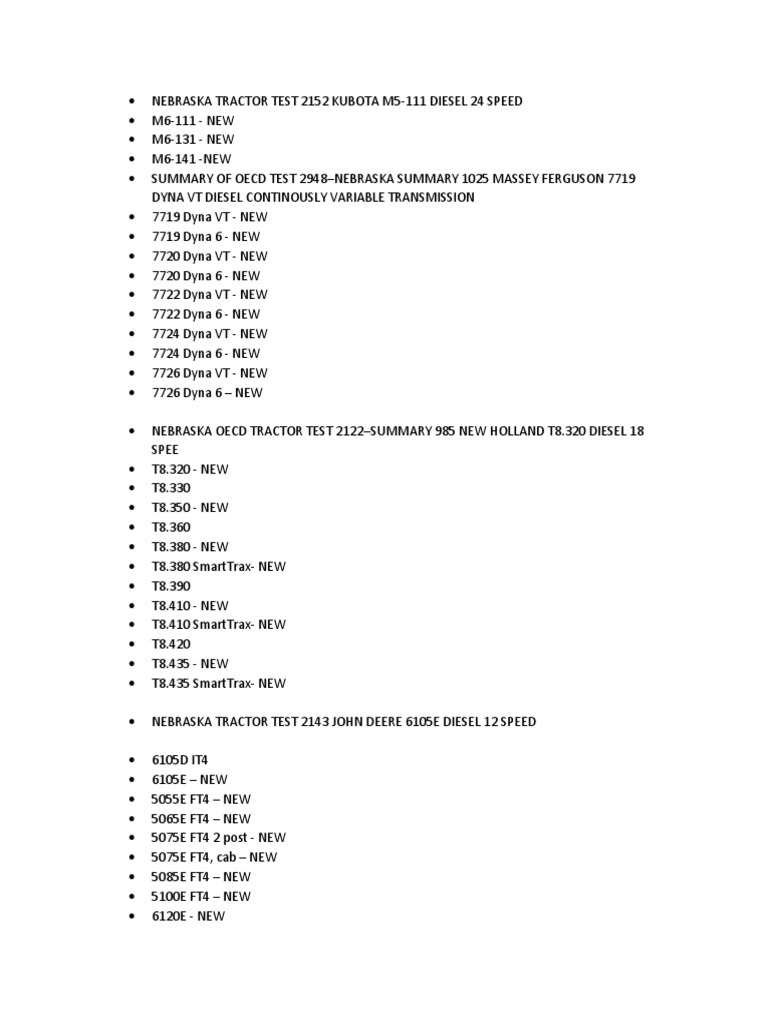 Nebraska Tractor Test | PDF