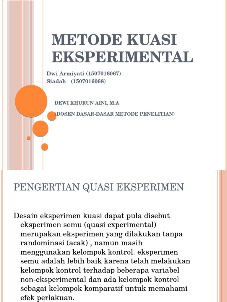 Metode Kuasi Eksperimental | PDF